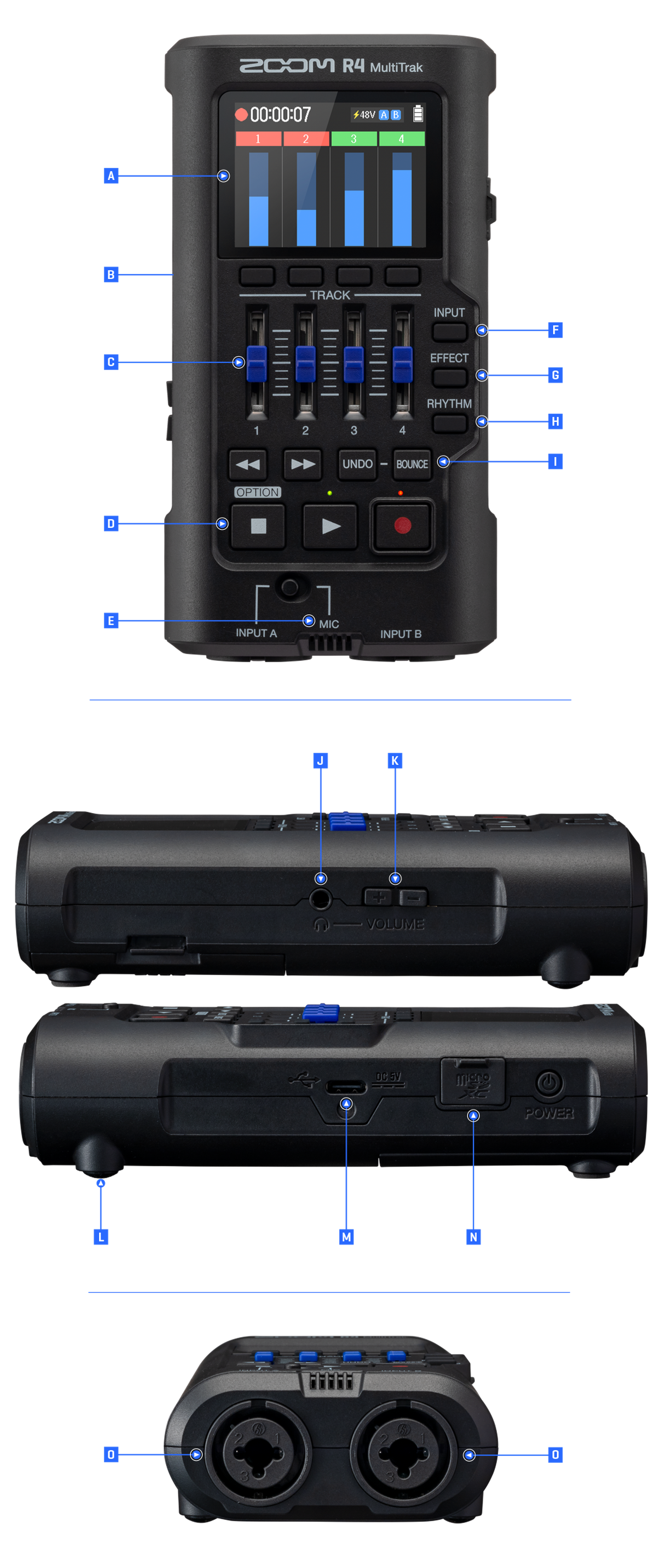 R4 MultiTrak 4-track mixer/recorder for musicians | ZOOM